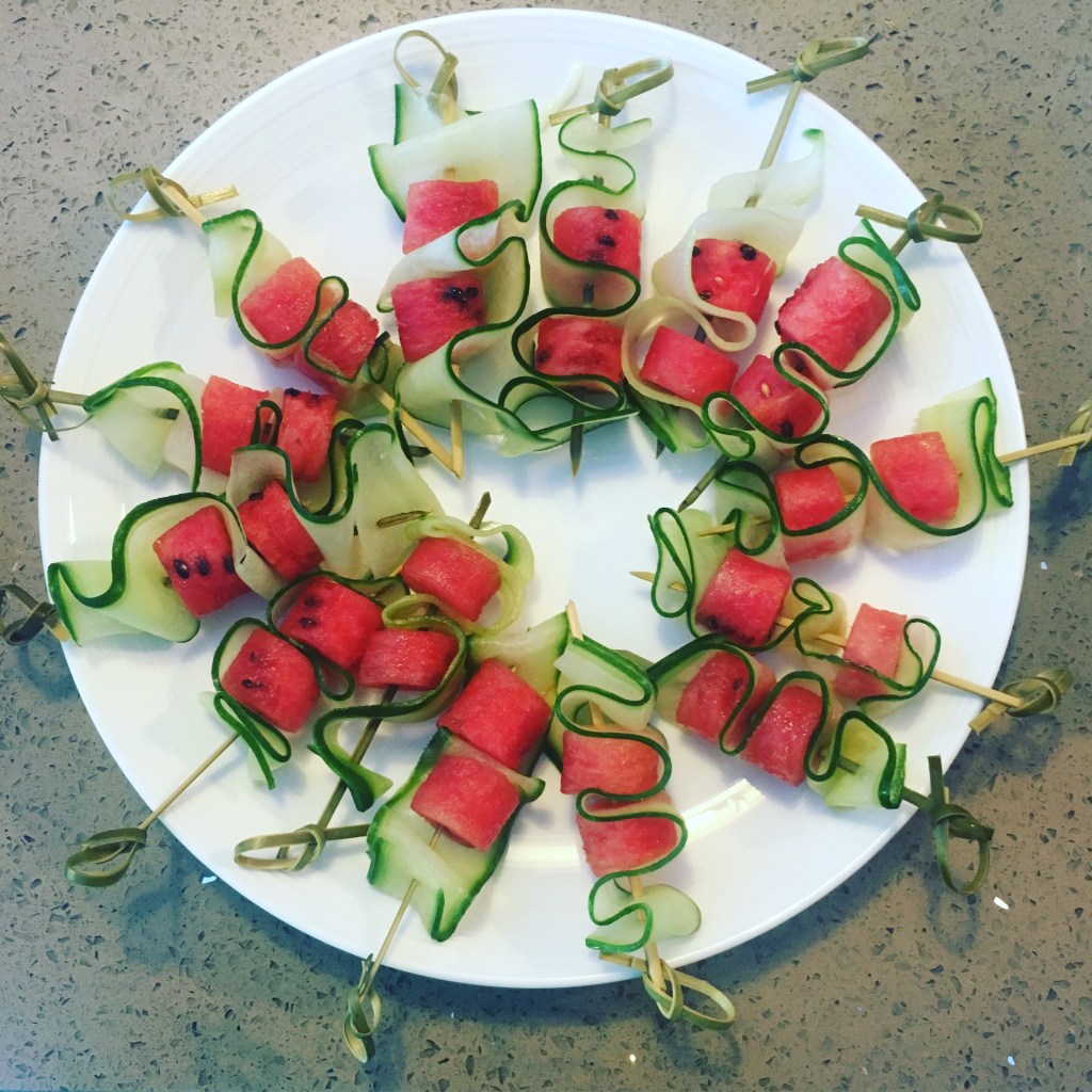 Watermelon, Cucumber & Mint Skewers – Canapé Queen